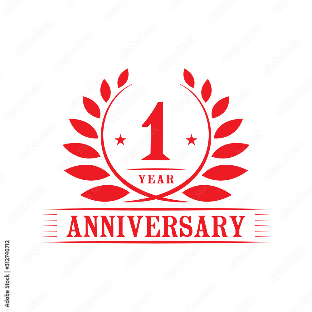 1 year logo design template. First anniversary vector and illustration ...