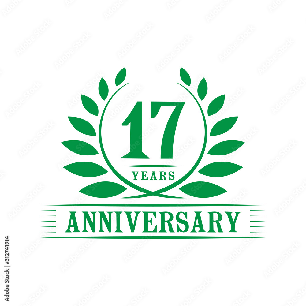 Vetor de 17 years logo design template. Seventeenth anniversary vector ...