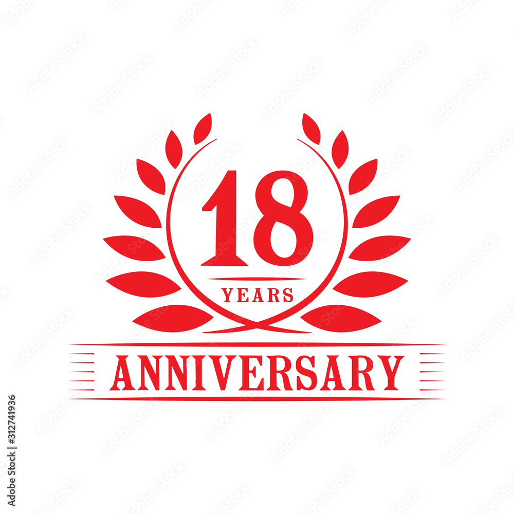 18 years logo design template. Eighteenth anniversary vector and illustration. Stock Vector ...