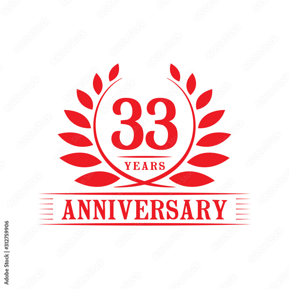 33 years logo design template. Thirty third anniversary vector and ...