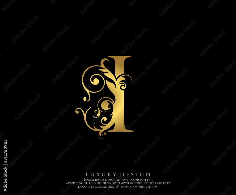 Golden I Luxury Logo Icon, Classy Letter Logo Design. Stock Vector ...