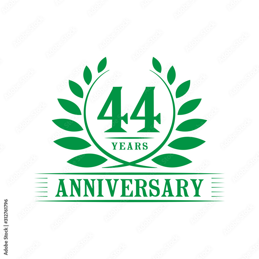 44 years logo design template. Forty fourth anniversary vector and ...