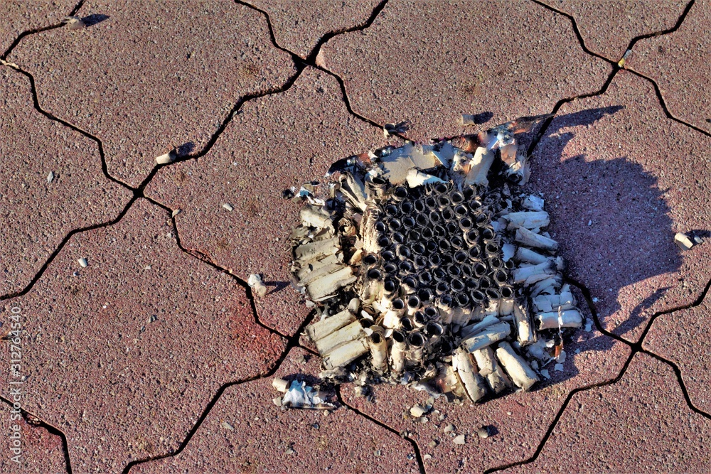 Firework and Celebrating Trash on the streets. Litter the Day after new ...