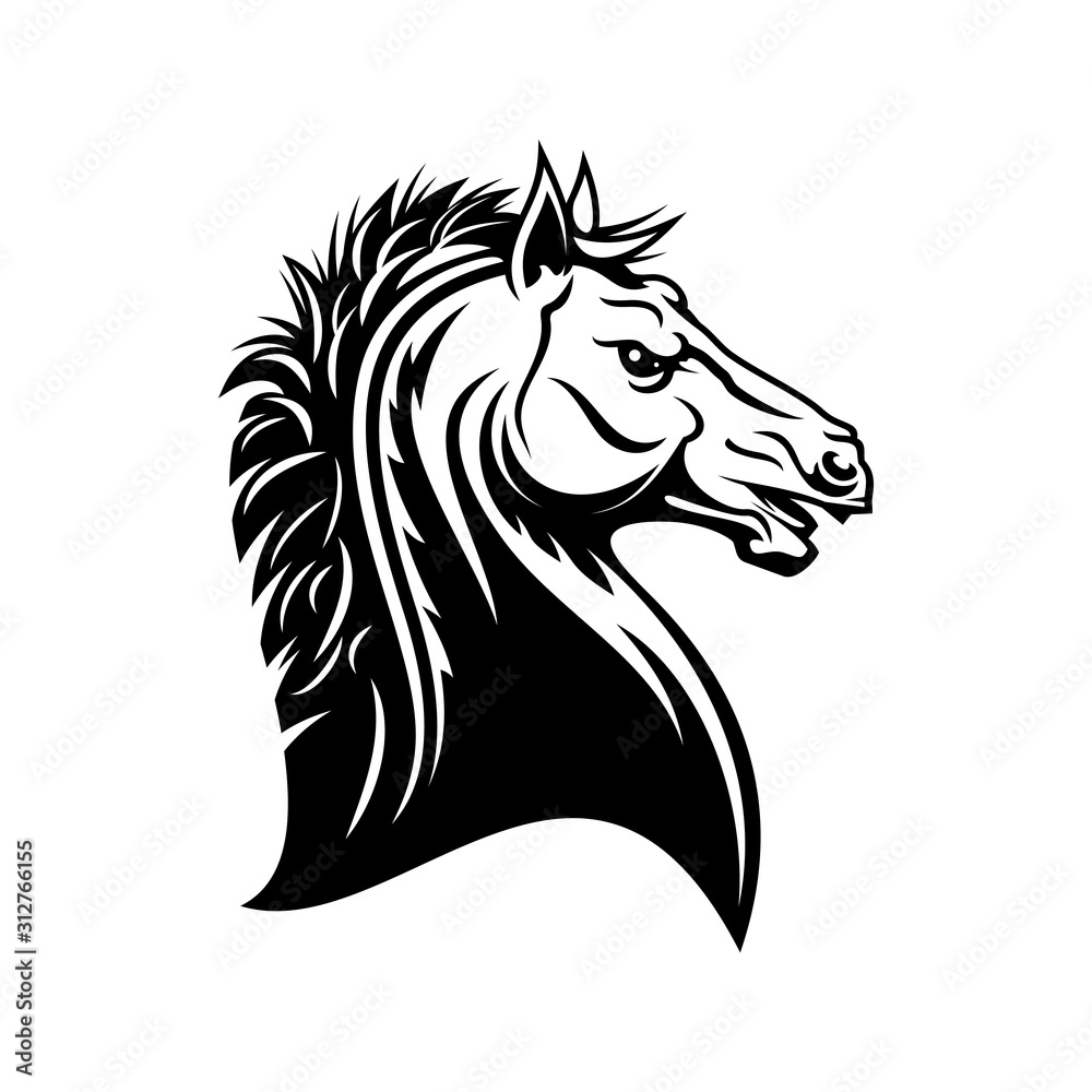 Heraldic horse head icon. Vector royal heraldry symbol of Pegasus ...