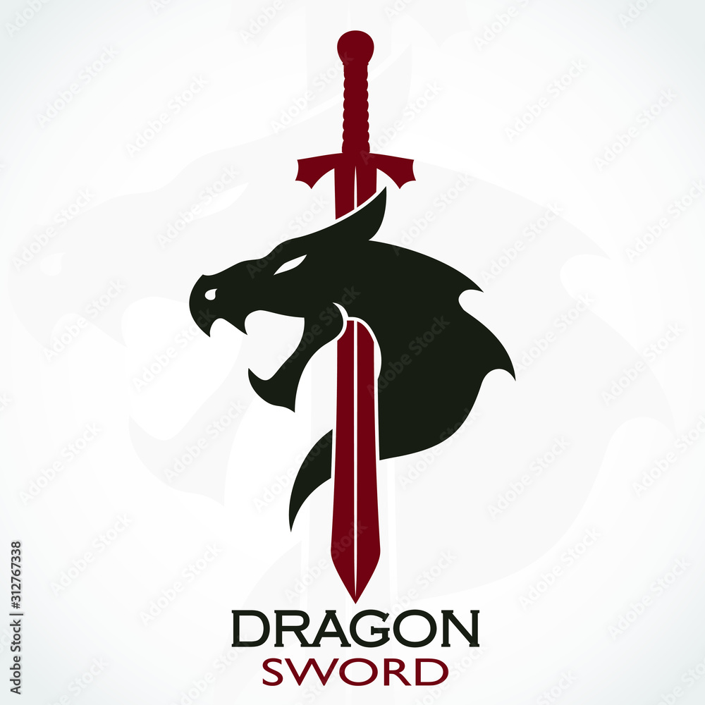 color dragon sword logo Stock Vector | Adobe Stock