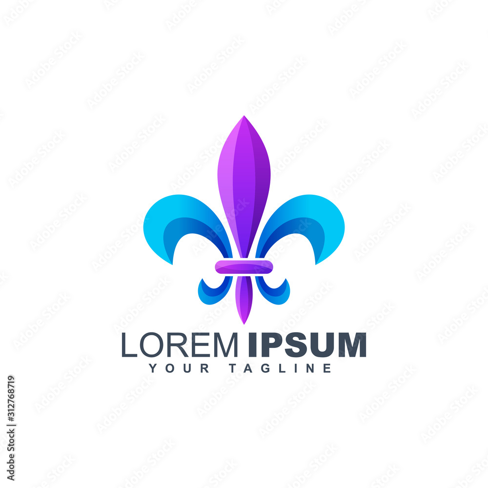 Colorful fleur de lis abstract logo design template Stock Vector ...