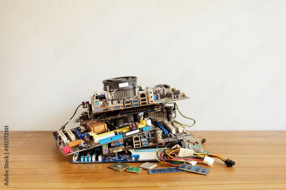 Pile of Motherboard computer, electronic equipment, Printed Circuit ...