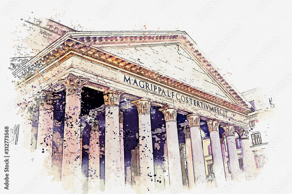 Pantheon Rome Drawing