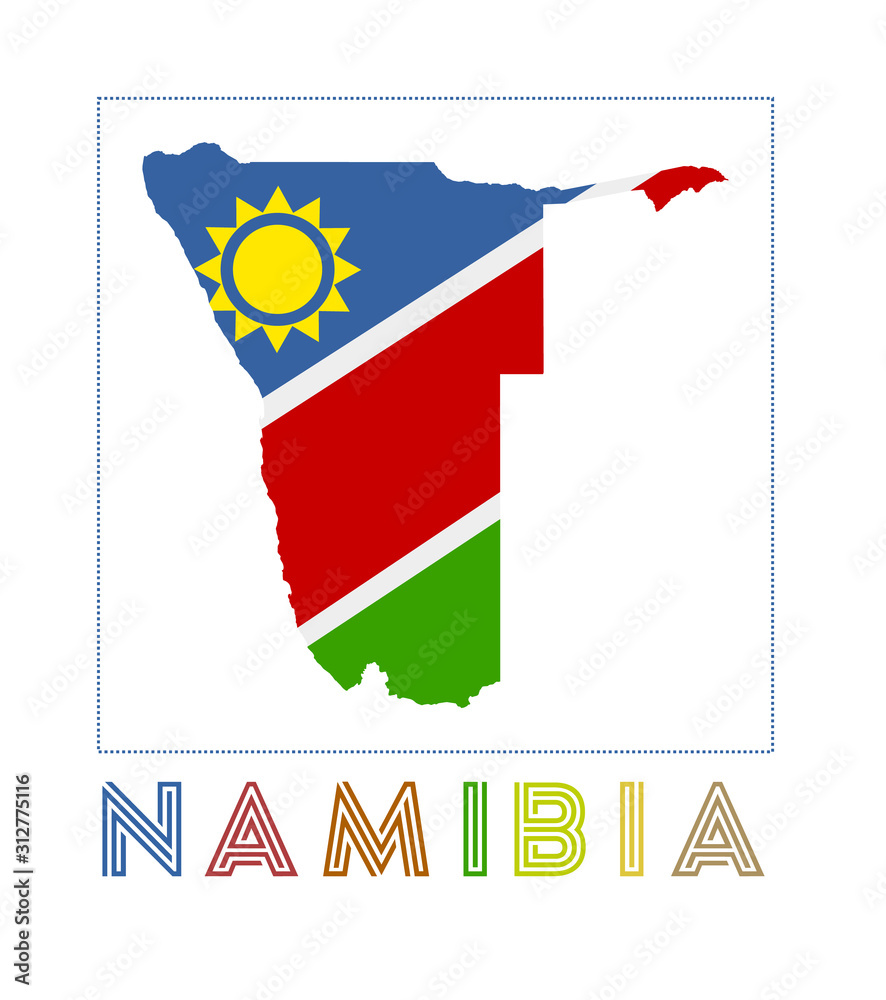 Namibia Logo. Map of Namibia with country name and flag. Amazing vector ...