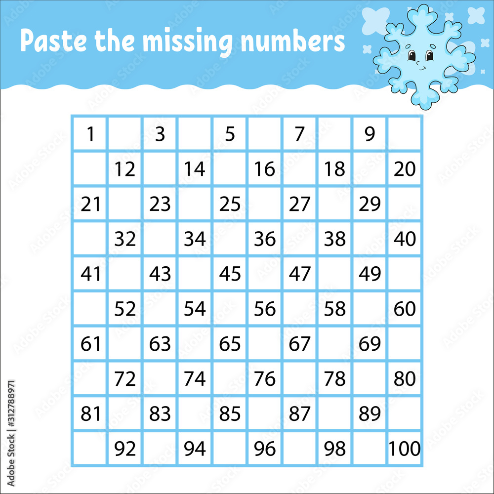 Paste the missing numbers. Handwriting practice. Learning numbers for ...
