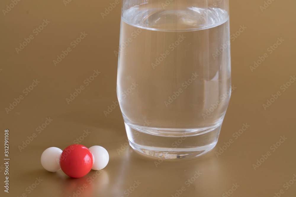 Water illustrated with a hydrogen and oxygen atom which produces a ...