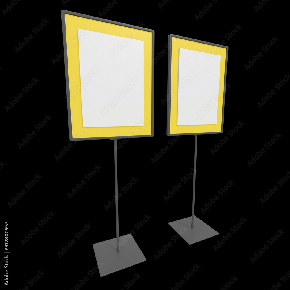 Blank nameplate stand. Trade show booth white and blank. 3d render on ...