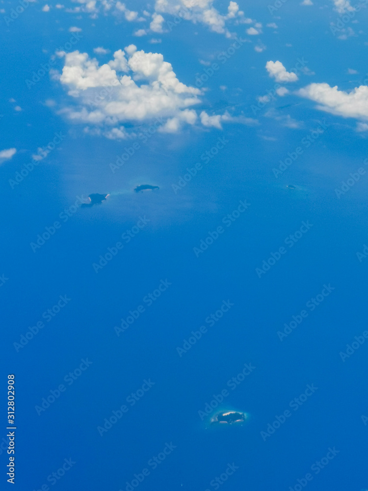 Flying In An Aeroplane Over The Philippine Islands Looking At The Wing ...