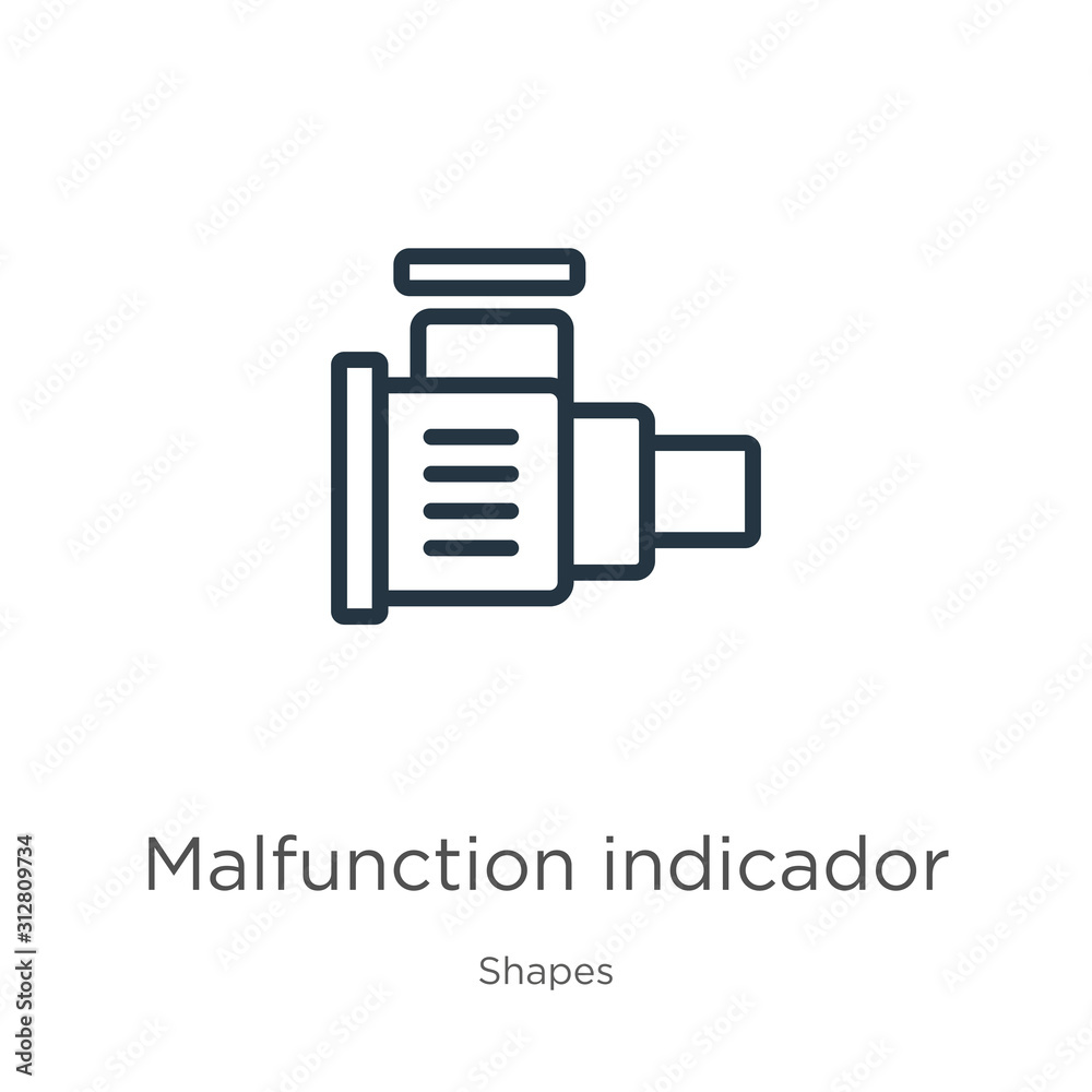 Malfunction indicador icon. Thin linear malfunction indicador outline ...