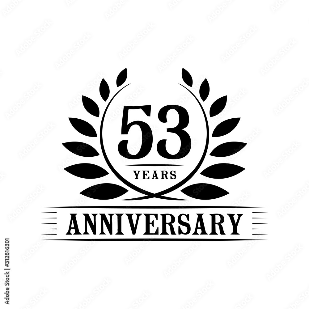 53 years logo design template. Fifty third anniversary vector and ...