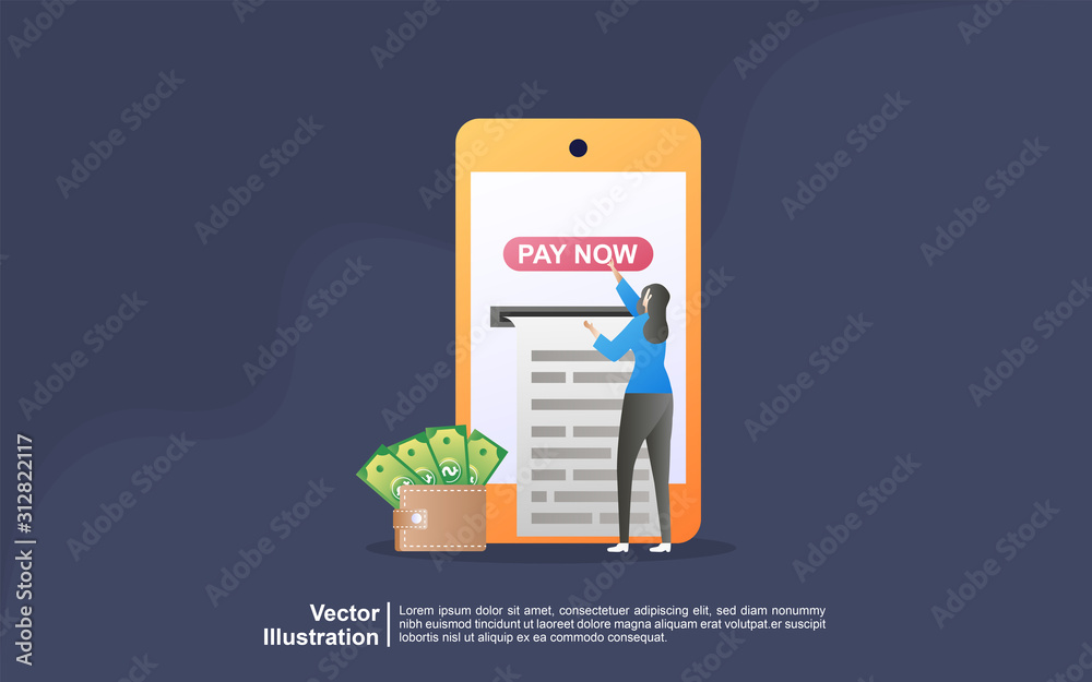 Online payment concept vector illustration. mobile payment or money transfer concept. E-commerce ...