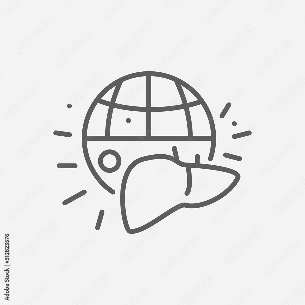World hepatitis day icon line symbol. Isolated vector illustration of ...