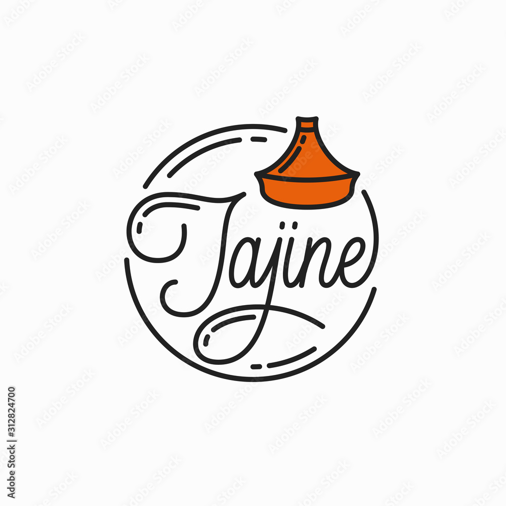 Tajine menu logo. Round linear logo of tagine Stock Vector | Adobe Stock