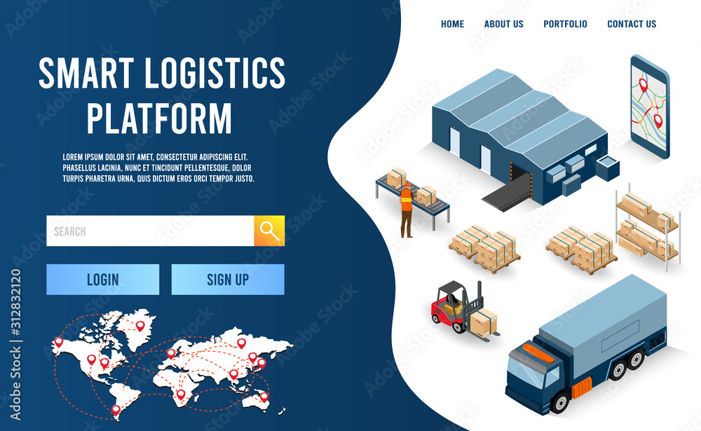 Modern flat design isometric concept of Smart Logistics with with ...