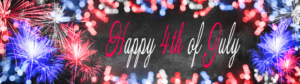 Happy 4th of July background - Frame made of red blue white bokeh in ...