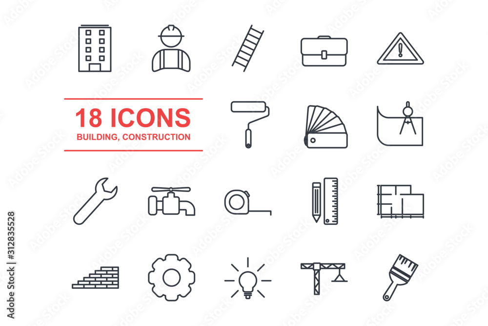 renovation, improvement and repair set icon template color editable ...