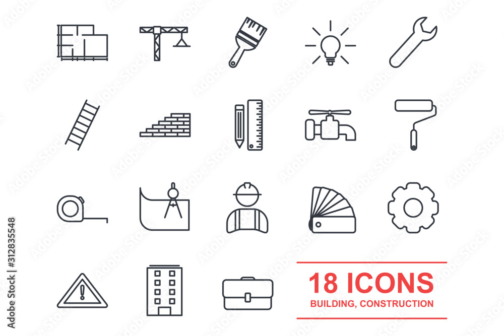 renovation, improvement and repair set icon template color editable ...