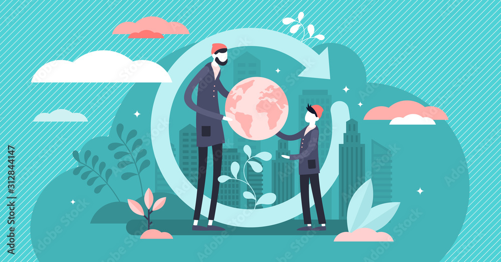 Generation change vector illustration. Power change in tiny persons ...