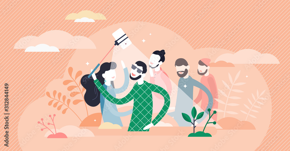 Digital personality vector illustration. Fake feelings tiny persons ...