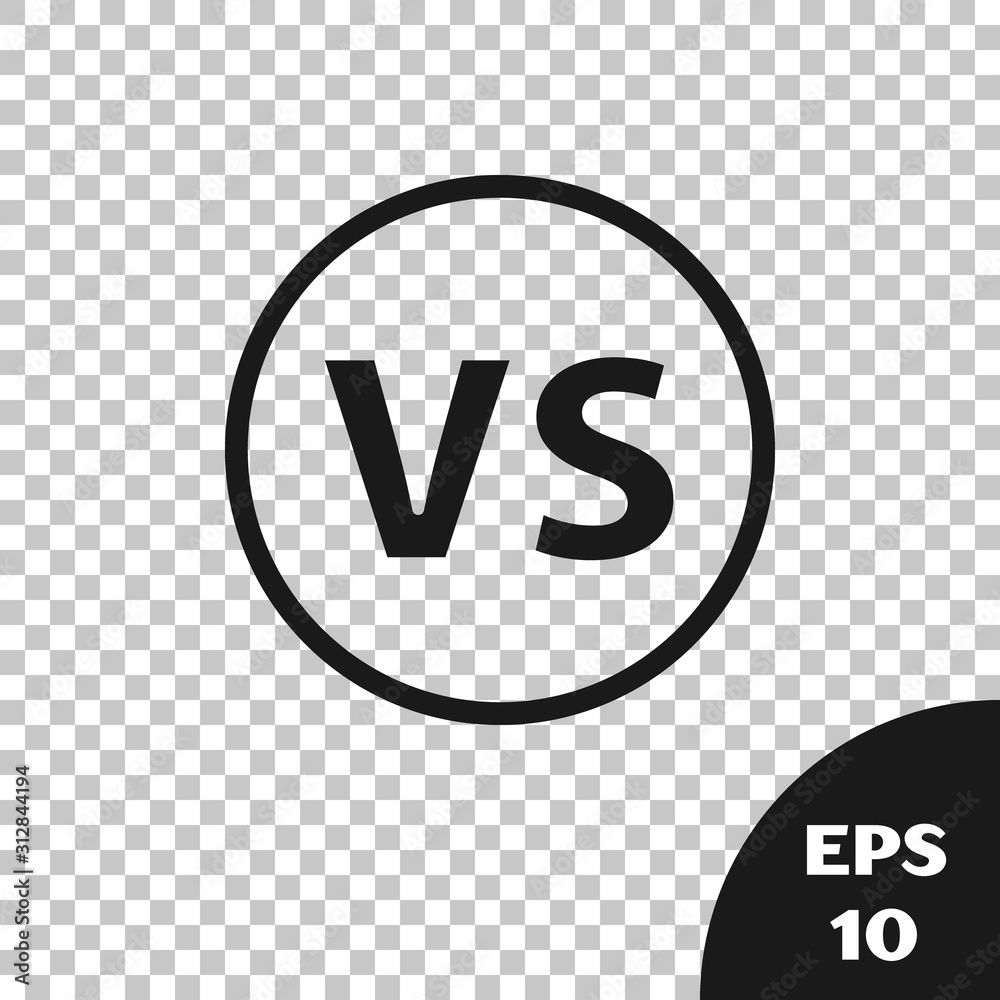Black VS Versus battle icon isolated on transparent background ...