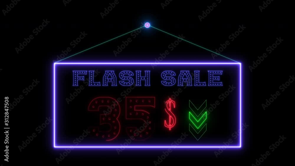 Vidéo Stock 35$ dollar sale off shopping neon sign fluorescent light ...