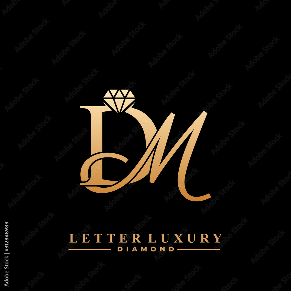 Initial Letter Luxury DM with diamond. Diamond Icon in Flat Style Logo ...
