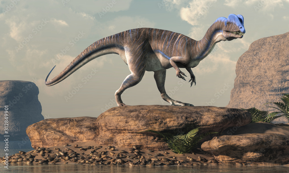 Dilophosaurus was a theropod dinosaur of the early Jurassic period in ...