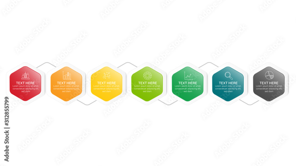 Infographics 7 process flow design vector and marketing can be used for ...