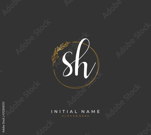 Handwritten letter S H SH for identity and logo. Vector logo template ...