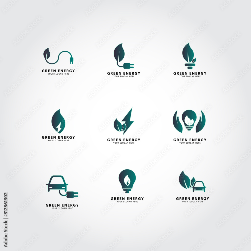 Green Energy Logo Vector For Print and Celebrate Stock Vector | Adobe Stock