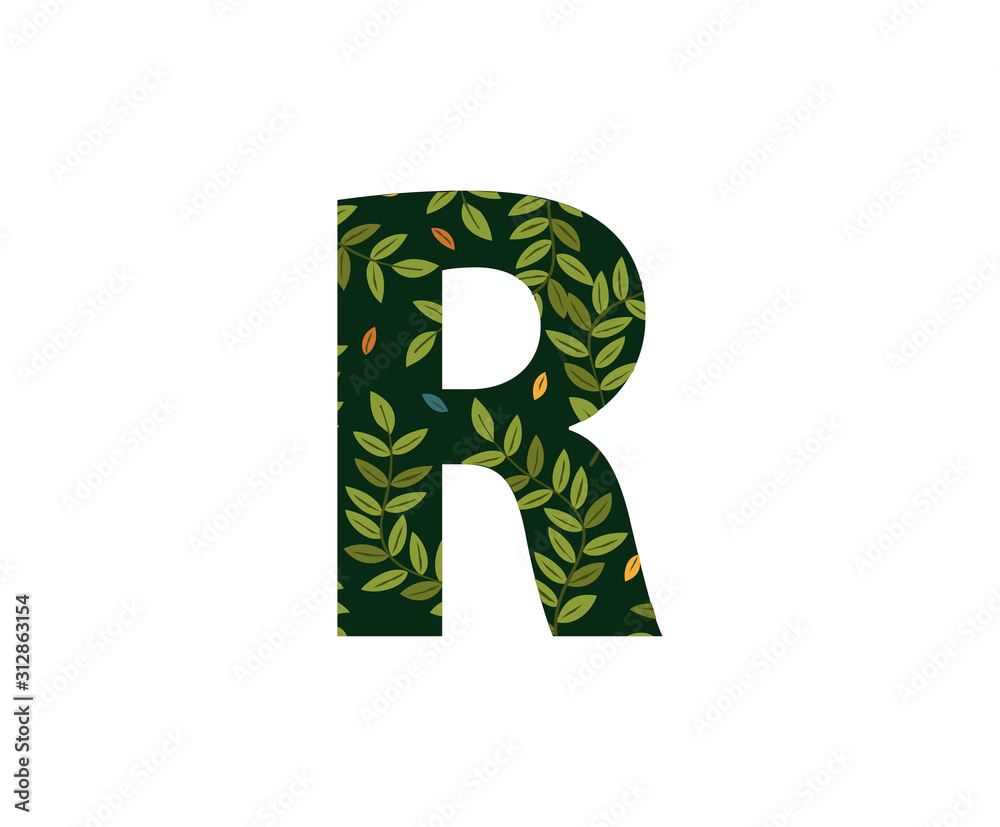 R Letter Leaves Logo Icon Stock Vector | Adobe Stock