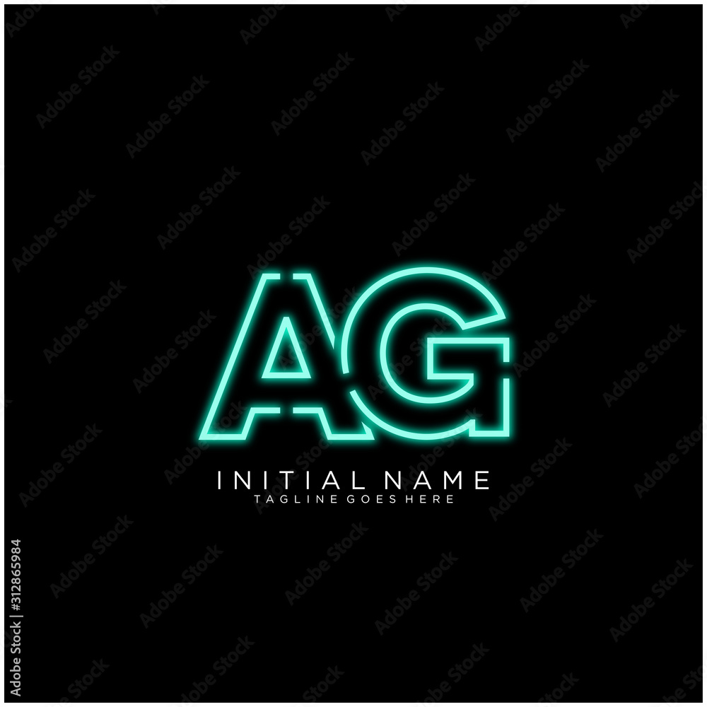 Letter AG logo icon design with Bright Neon , Symbols Sign in Vector ...