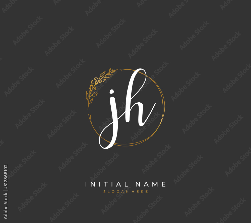 Handwritten letter J H JH for identity and logo. Vector logo template ...
