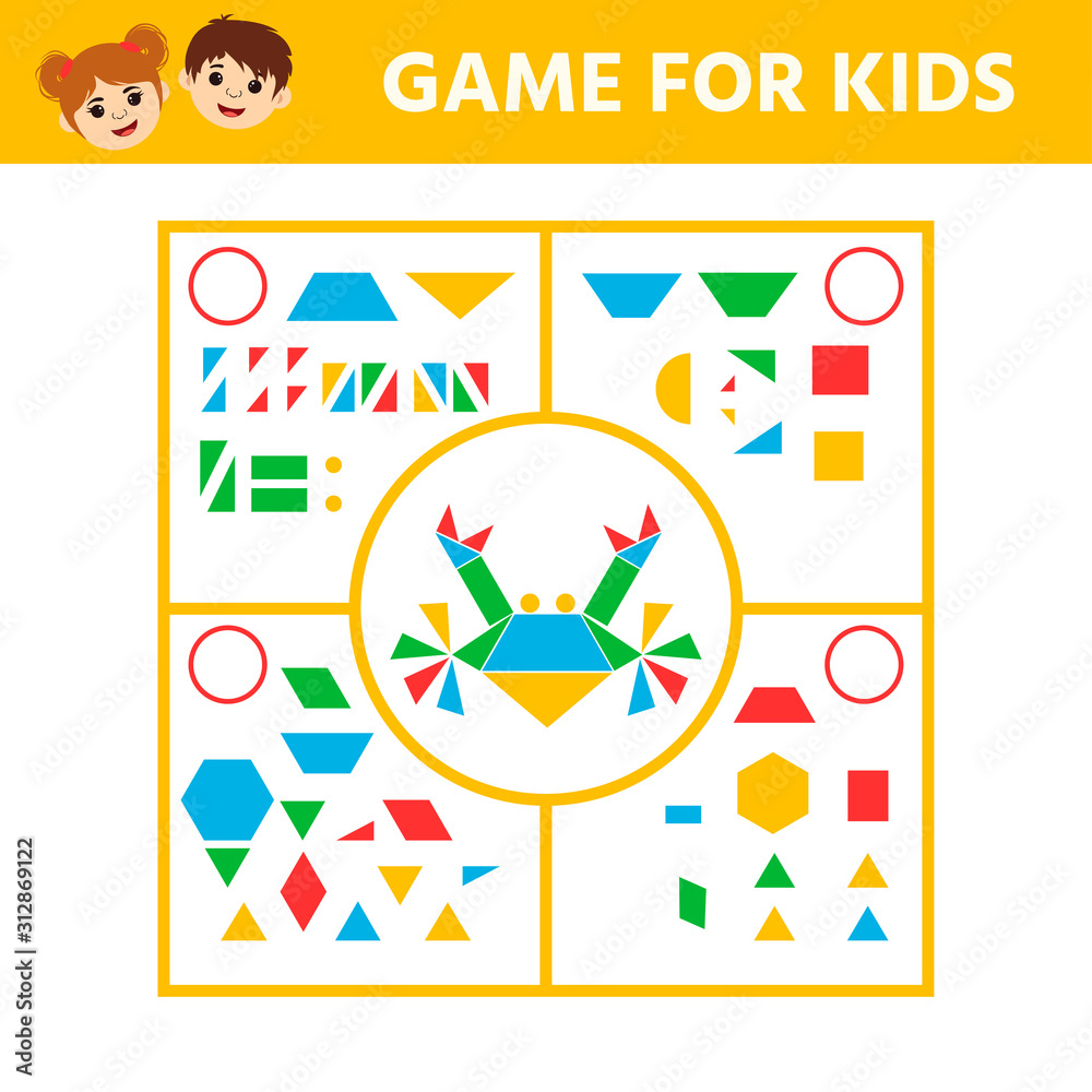 Education logic game for preschool kids. Connect the details and ...