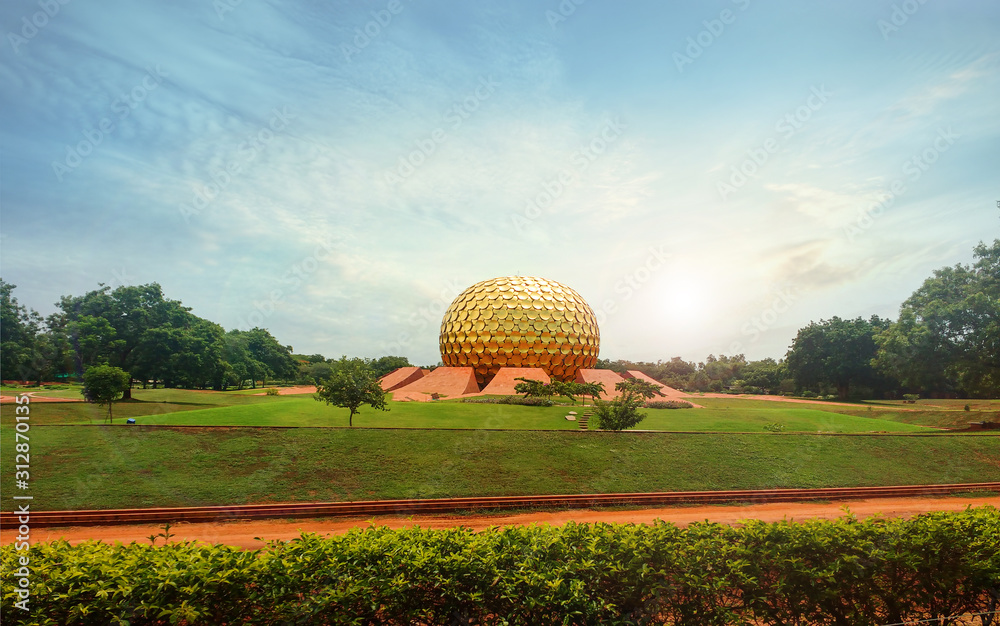 Matrimandir - Golden Temple in Auroville, Tamil Nadu, India Stock Photo ...
