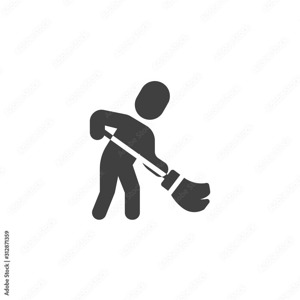 Sweeper, cleaning service employee vector icon. filled flat sign for ...