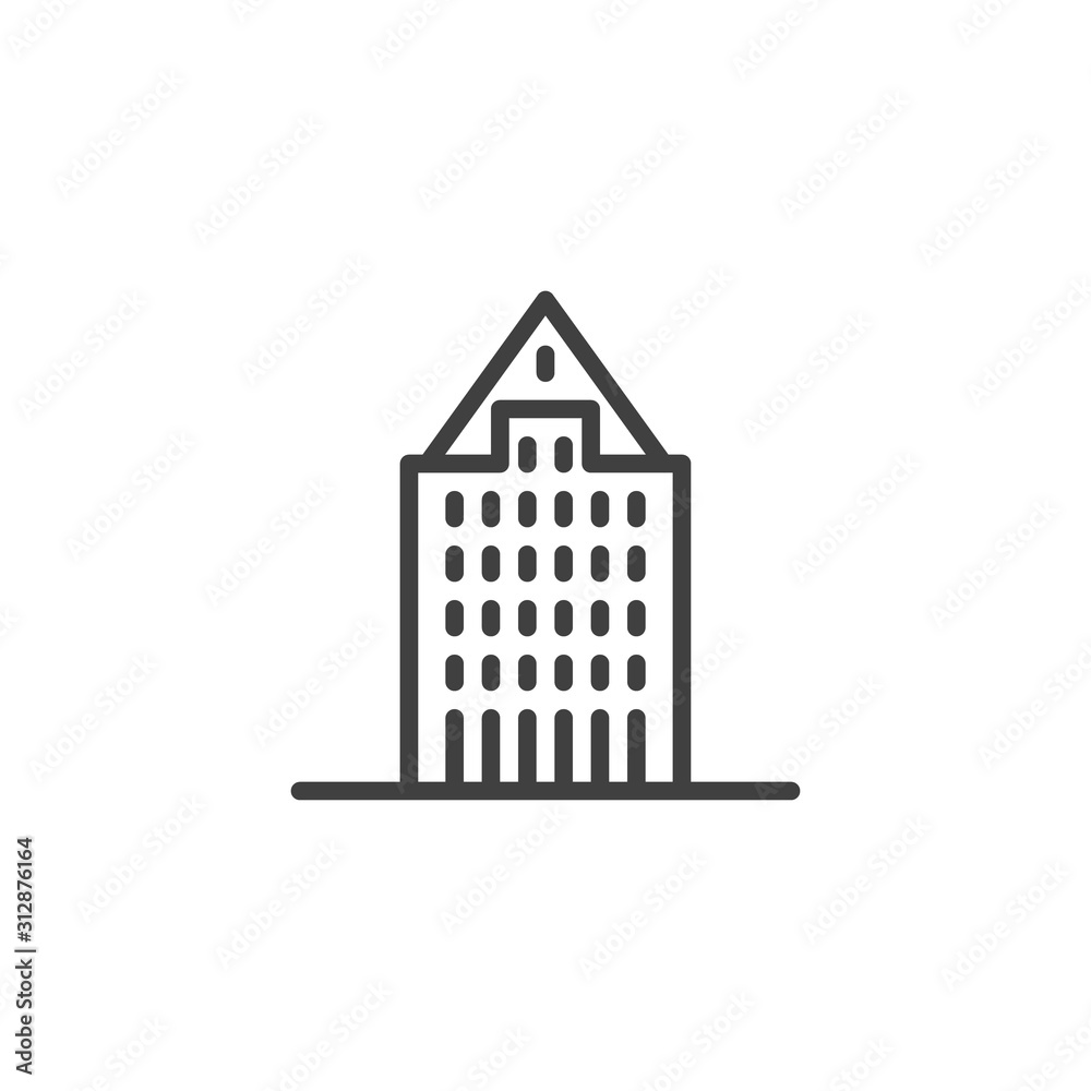 Hotel building line icon. linear style sign for mobile concept and web ...