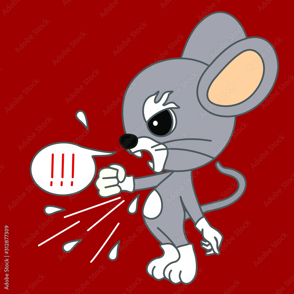 emoticon with a cool angry mouse that is standing in profile, screaming ...