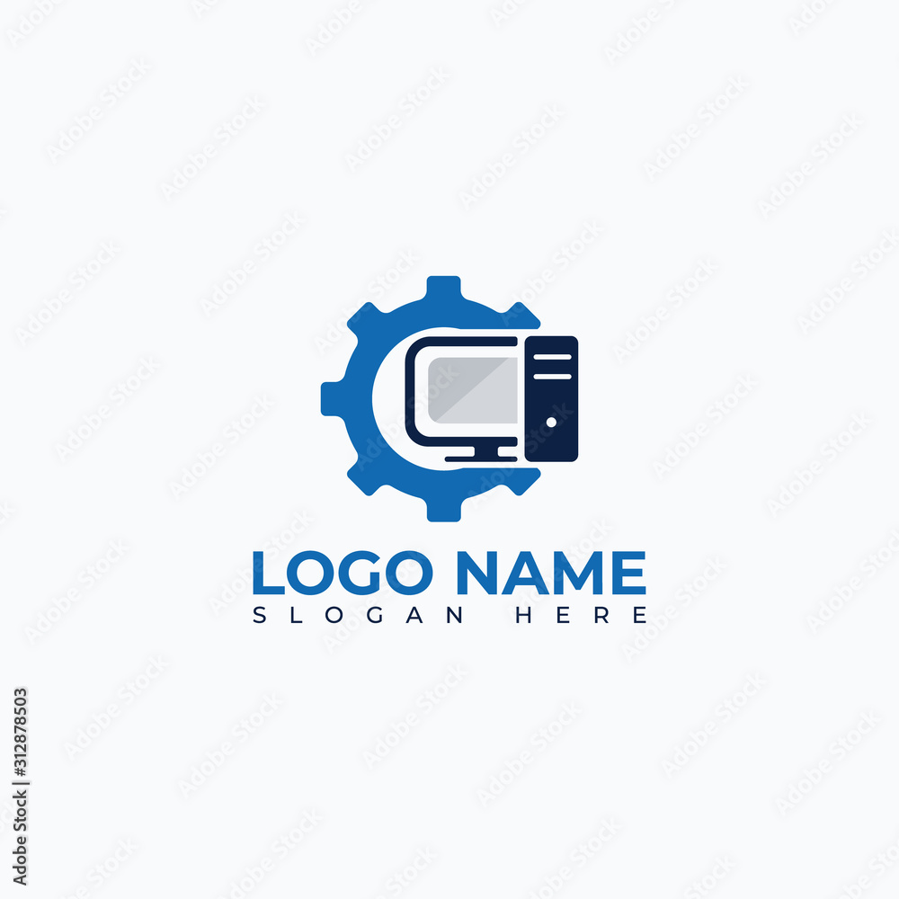 desk/computer logo design template full vector EPS Stock Vector | Adobe ...