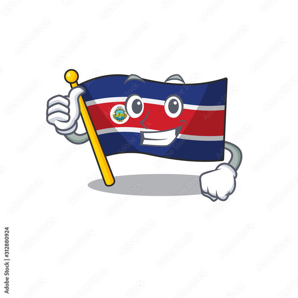 Vetor de Smiley mascot of flag costa rica Scroll making Thumbs up ...