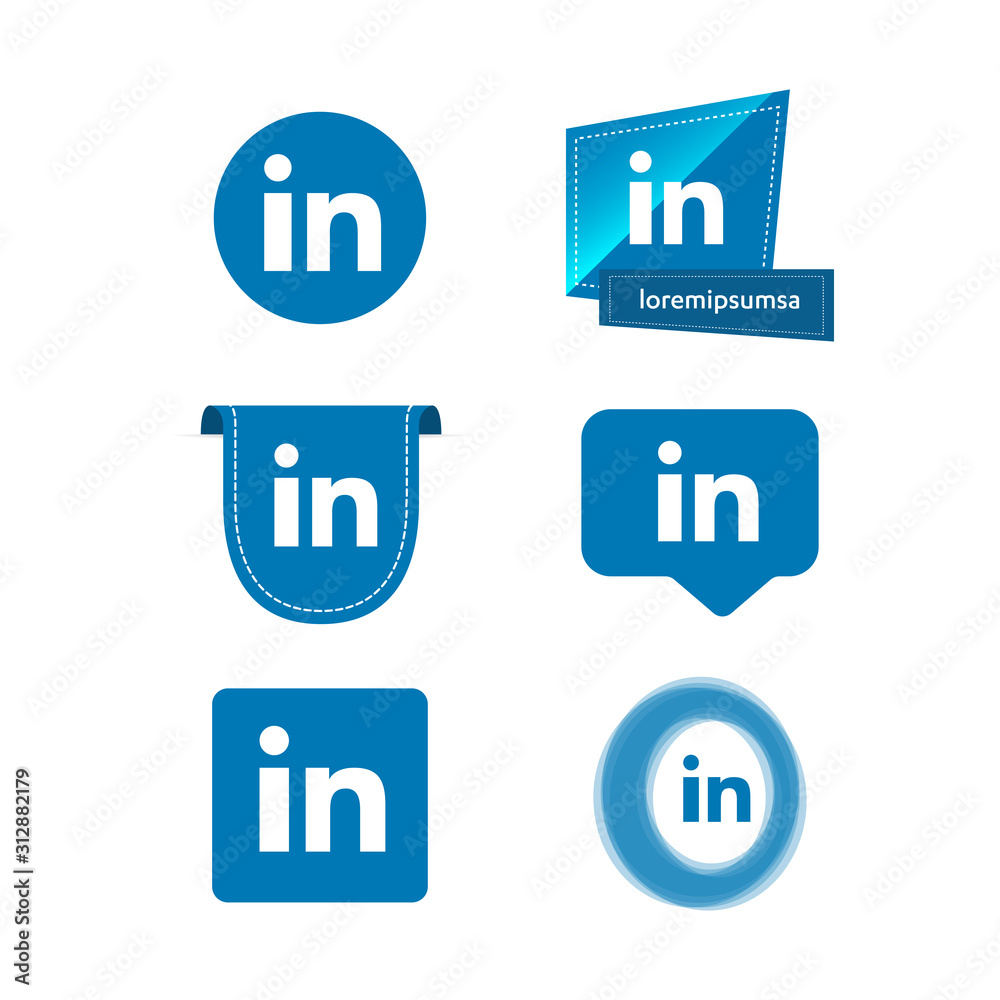 Linkedin icon logo collection set Social media Vector Illustrator Stock ...