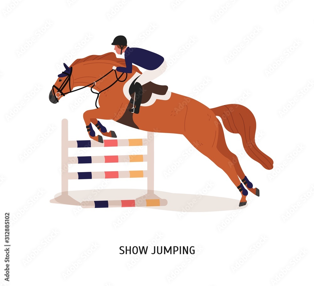 Show jumping flat vector illustration Stock Vector | Adobe Stock