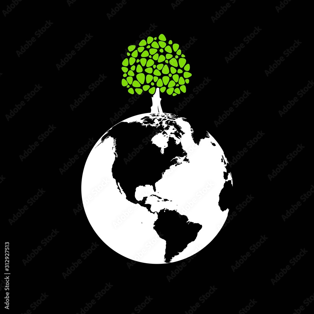 simple earth and tree vector logog Stock Vector | Adobe Stock