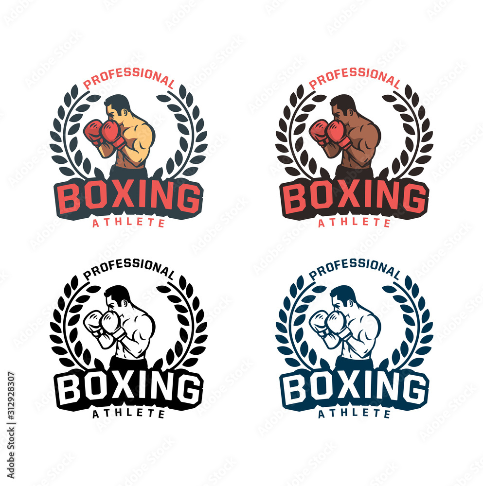 badge emblem logo boxing vector design pack Stock Vector | Adobe Stock