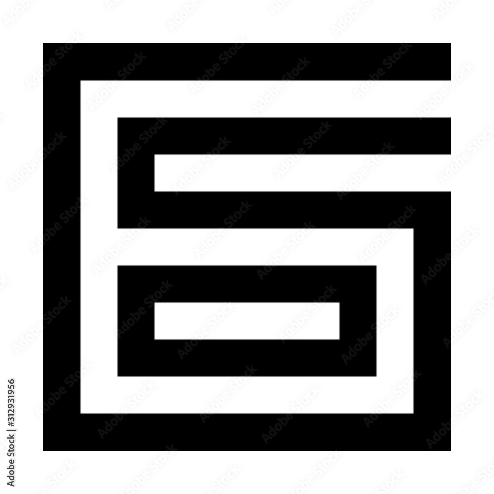 Letters and numbers - square outline font - black number 6 - vector ...